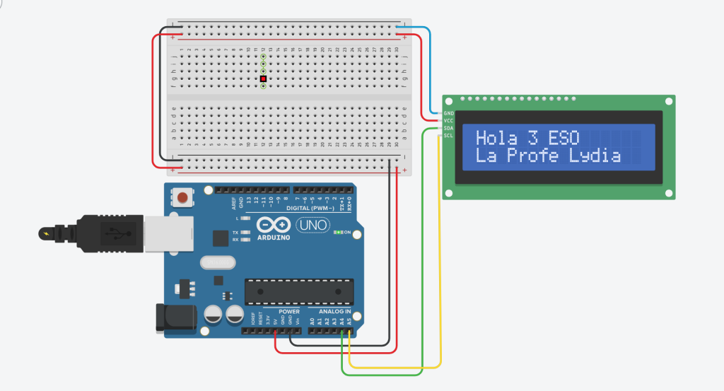 Actividad 8 - Mensaje en LCD con Tinkercad » TIC en el Aula